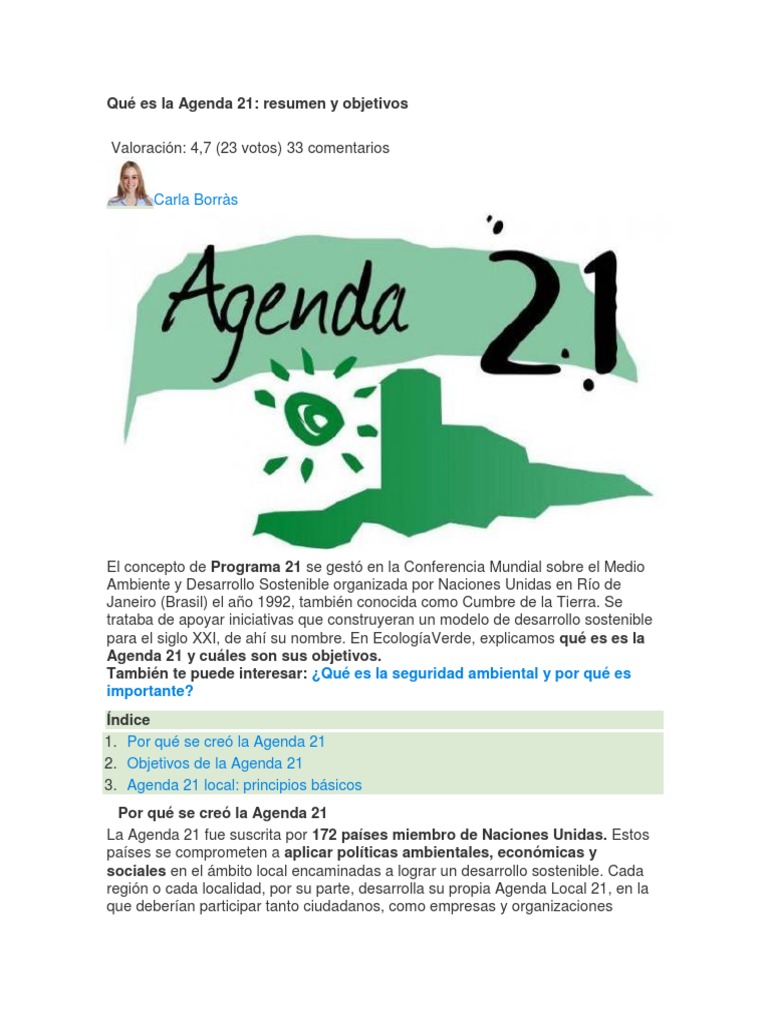 Qué Es La Agenda 21 | PDF | Desarrollo sostenible | Planificación urbana