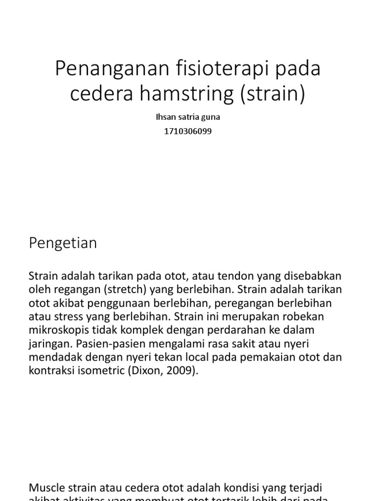 Penanganan Fisioterapi Pada Cedera Hamstring (Strain) | PDF
