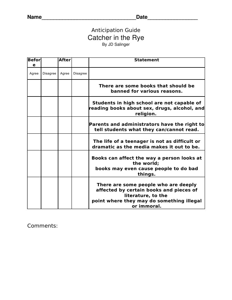 Anticipation Guide | PDF