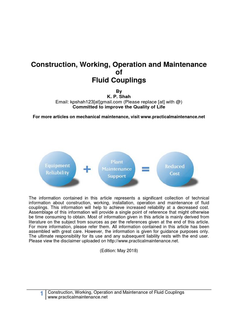 Fluid Couplings: Construction and Maintenance | PDF | Pump ...