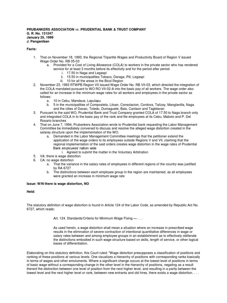 Prubankers Association Vs Prudential Bank | PDF | Wage | Salary