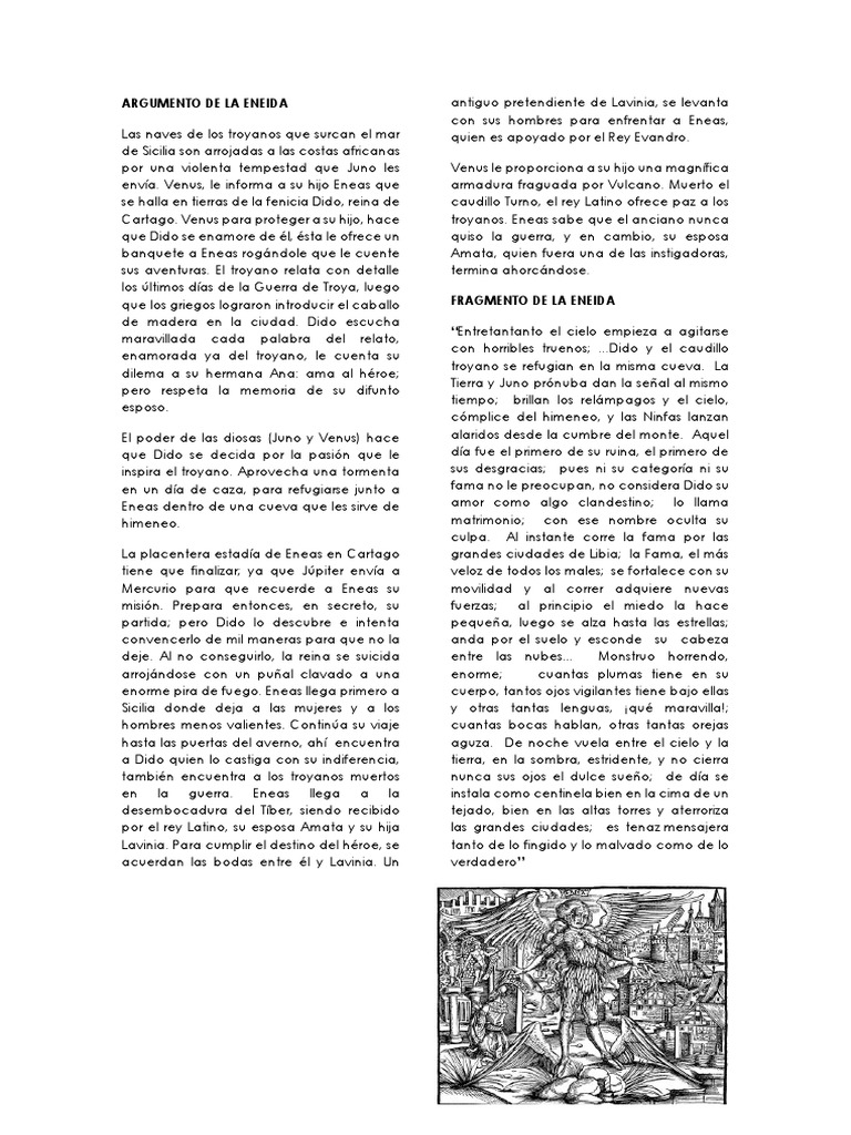 Argumento de La Eneida | PDF | Eneida | Eneas