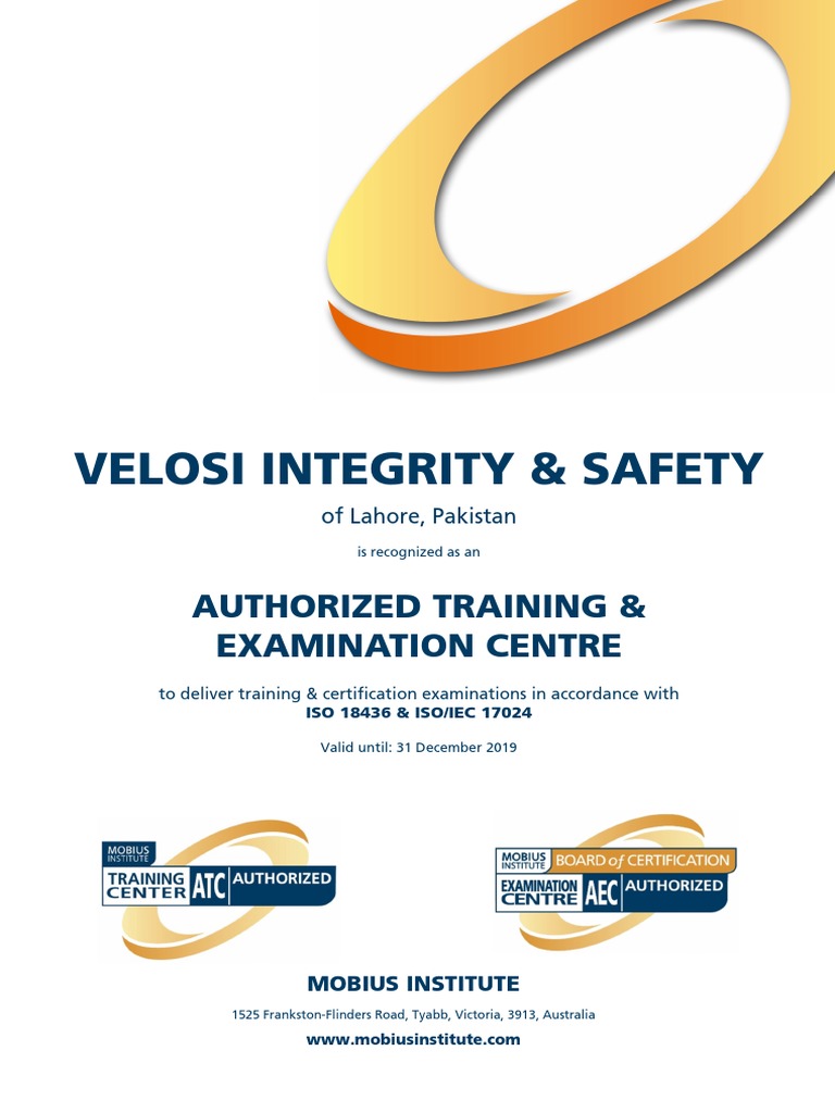 ATC AEC Certificate - Velosi | PDF