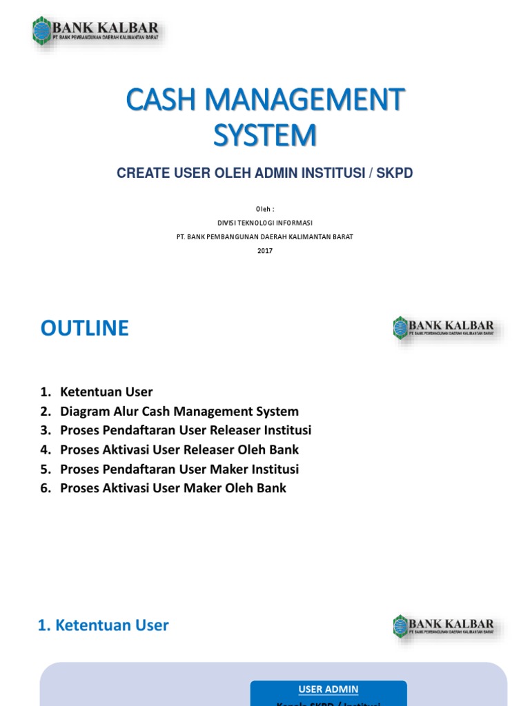 Panduan CMS Bank Kalbar 2017 | PDF