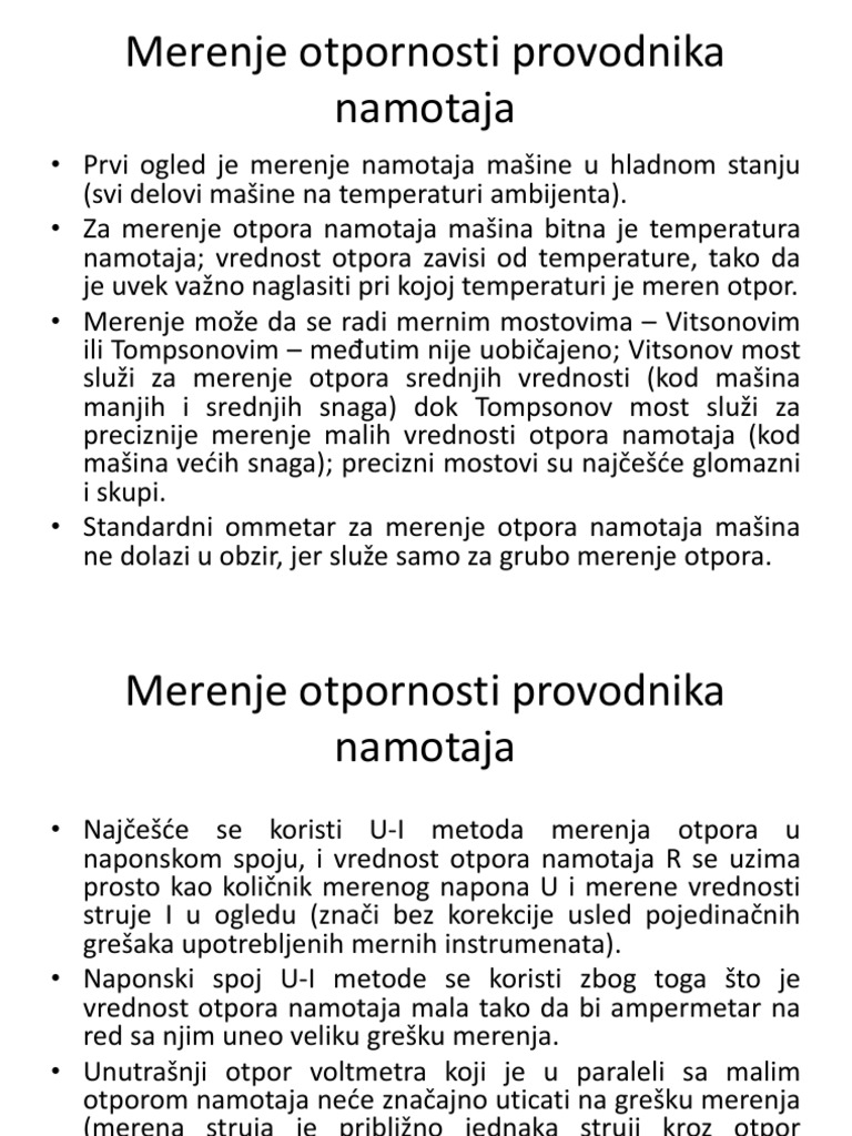 Predavanje2 Merenje Otpornosti Namotaja | PDF