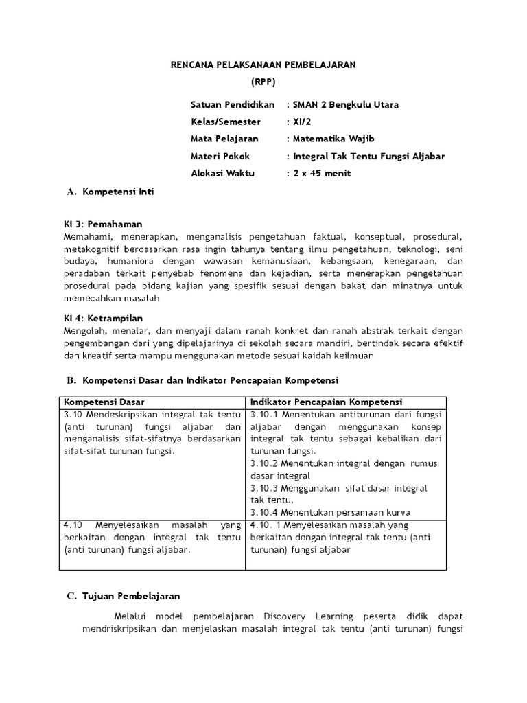 RPP Kalkulus Terbaru | PDF