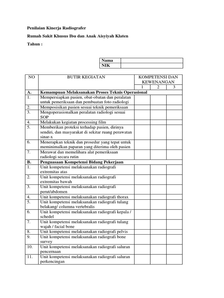 Penilaian Kinerja Radiografer Level 5 | PDF | Sains & Matematika