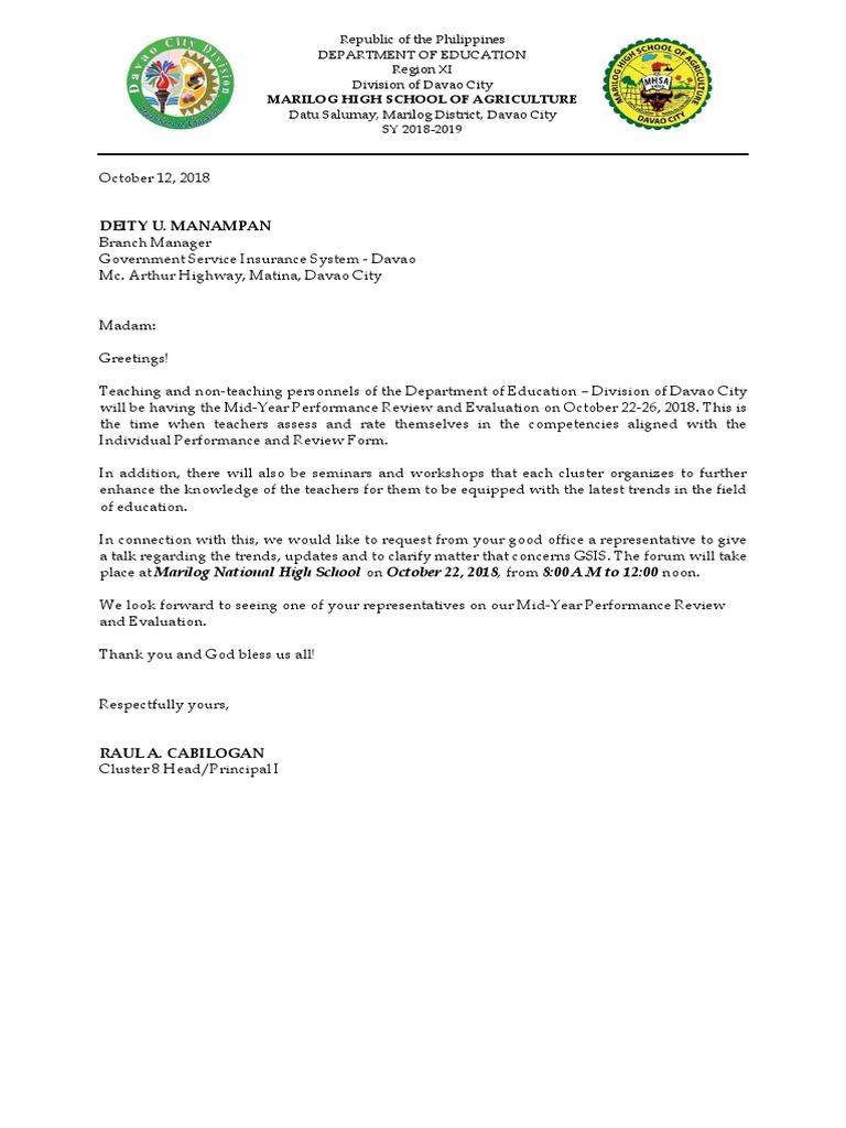 Request for GSIS Representative at Forum | PDF