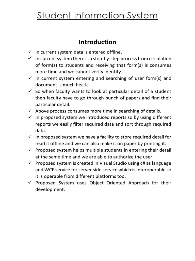 Student Information System System Introd PDF | PDF | Input/Output | Databases