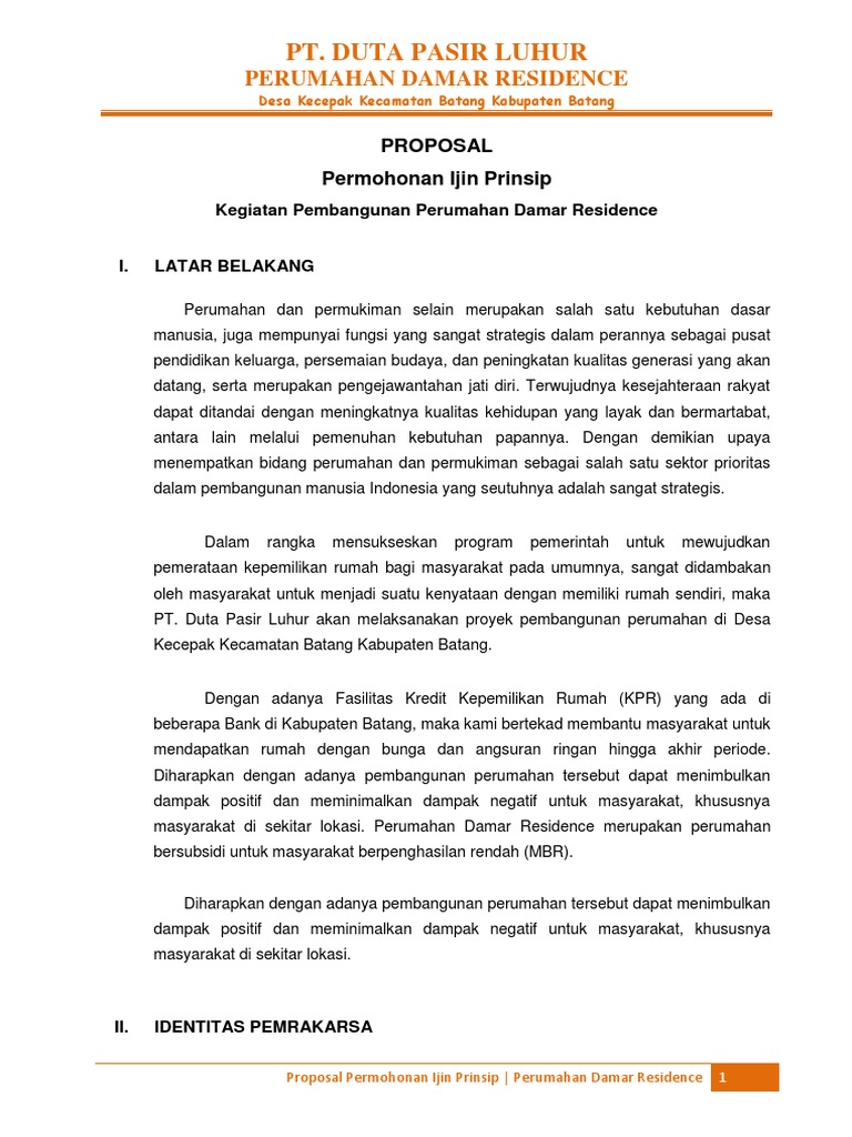 Proposal Permohonan Ijin Prinsip | PDF