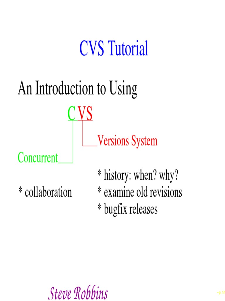 An Introduction To Using: CVS Tutorial | PDF | Unix Software | Operating System Technology