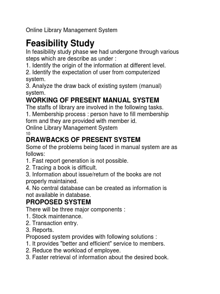 Feasibility Study: Working of Present Manual System | PDF | Databases ... Feasibility Study: Working of Present Manual System | PDF | Databases ...