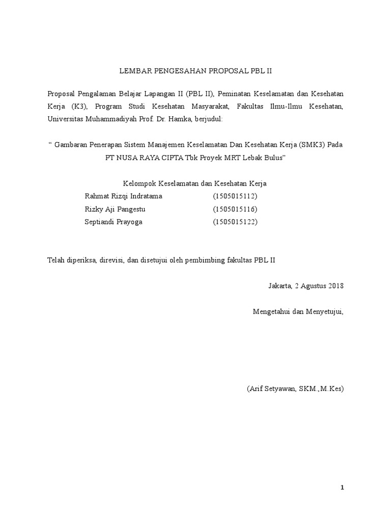 Proposal PBL 2 (UHAMKA) | PDF