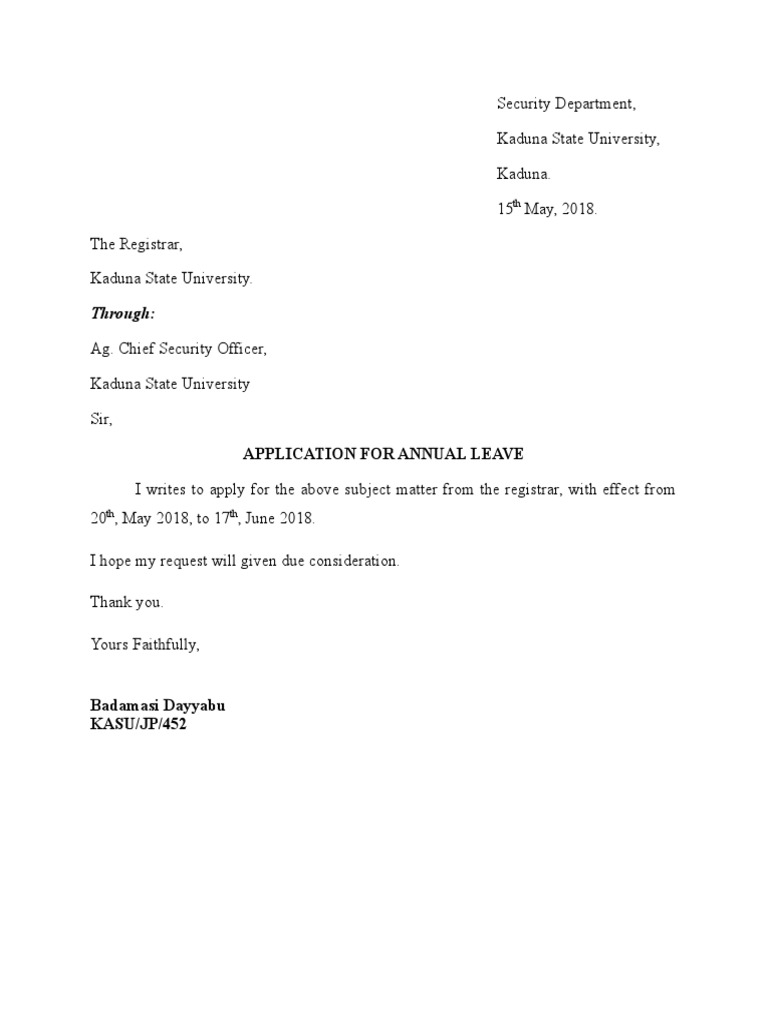 Application For Annual Leave | PDF | Universities And Colleges