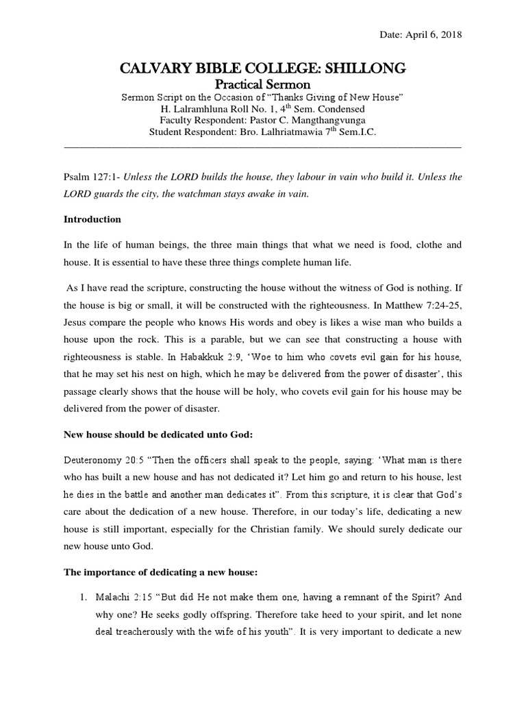 Calvary Bible College: Shillong: Practical Sermon | PDF | Bible Content ...
