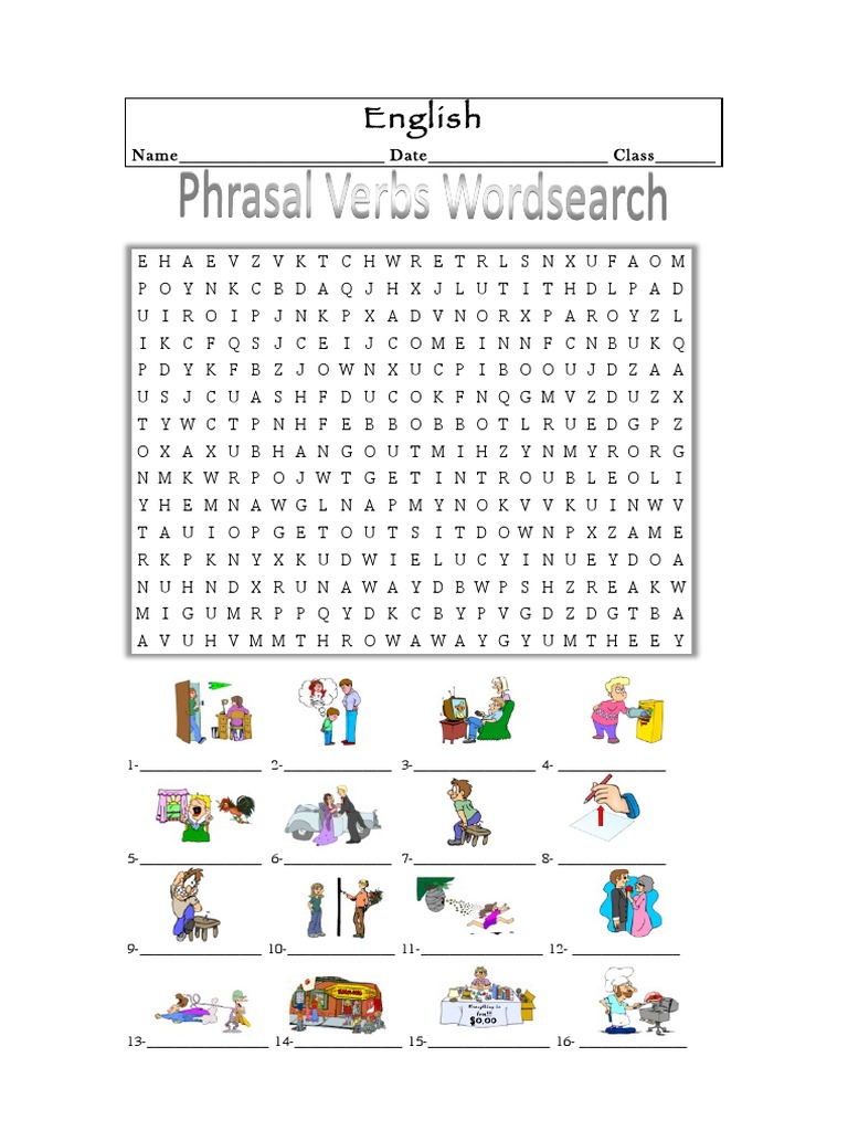 Phrasal Verbs Word Search Maker | PDF