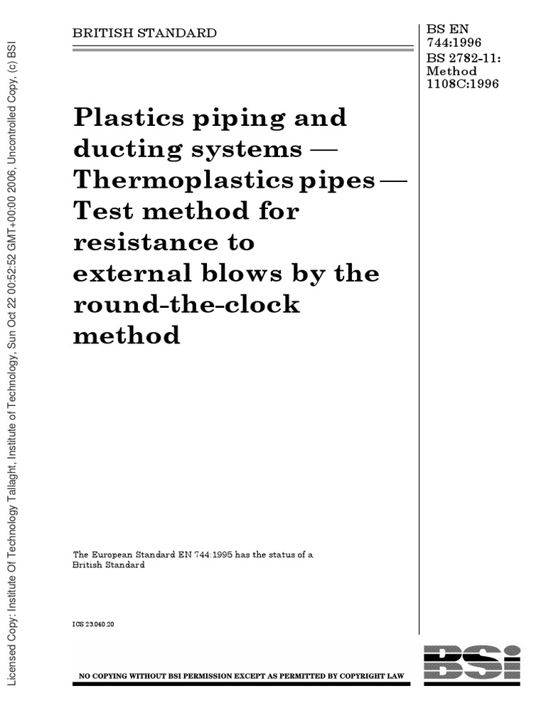 BS EN 744 1996 Cracked PDF | PDF | Pipe (Fluid Conveyance) | Plastic
