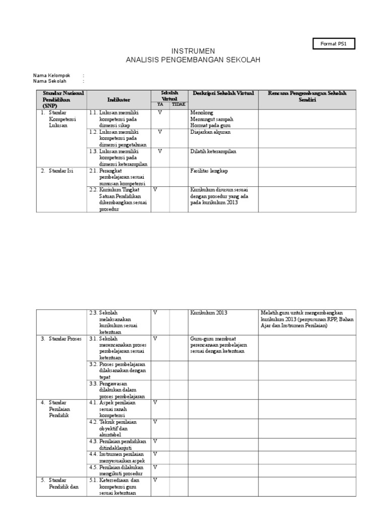 Form PS1 Instrumen 8 SNP | PDF