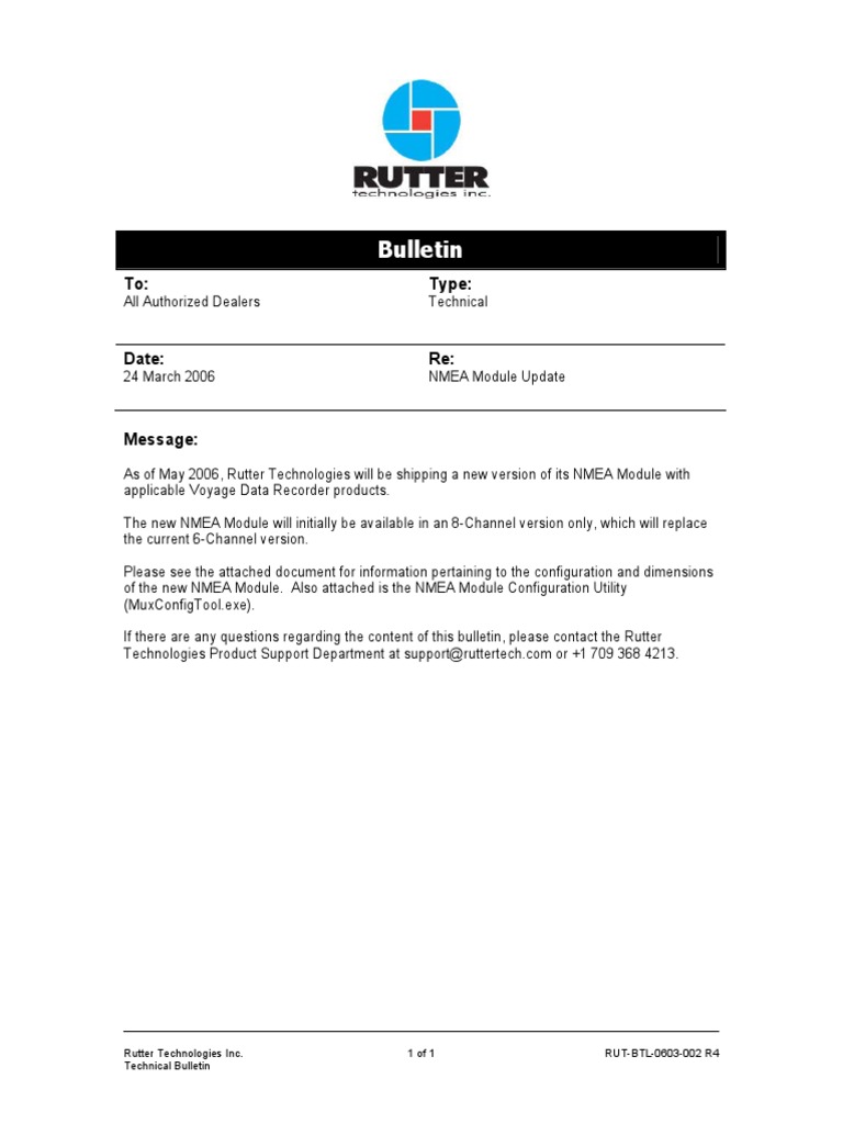Rutter Technical Bulletin - NMEA Module Update | PDF | Computer ...