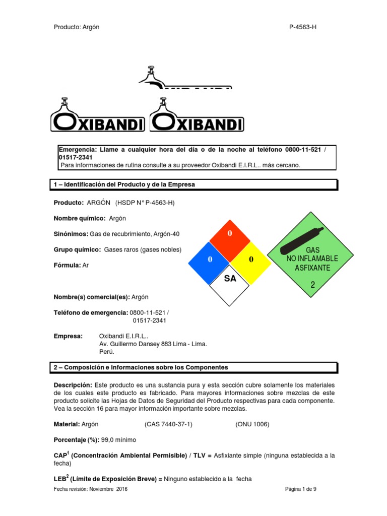 MSDS de ARgon | Soldadura | Argón | Prueba gratuita de 30 días | Scribd