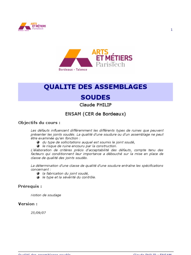 Qualite Des Assemblages Soudes | PDF | Soudage | Construction
