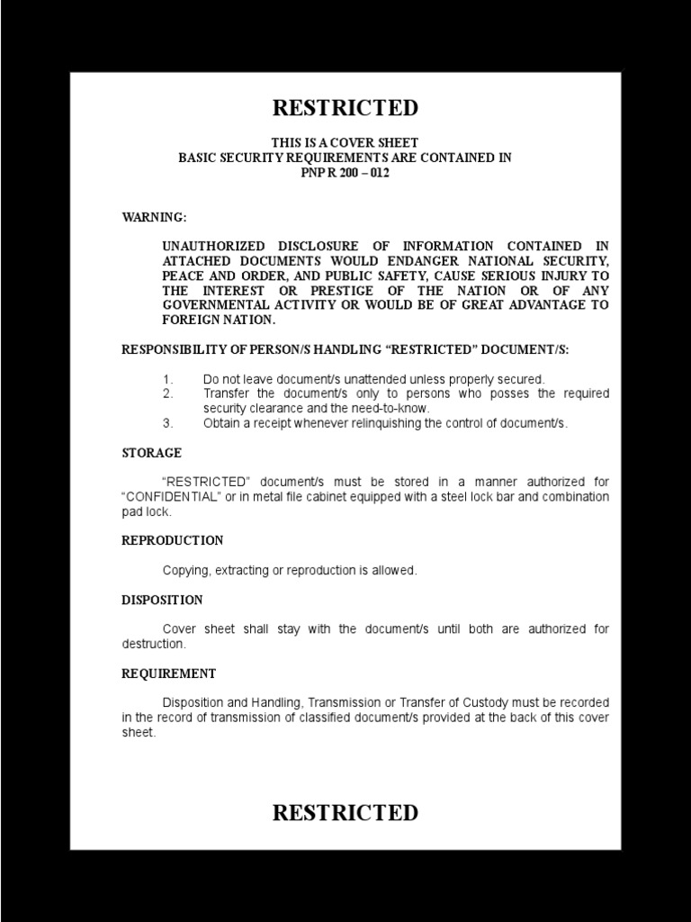 Cover Sheet Restricted | PDF