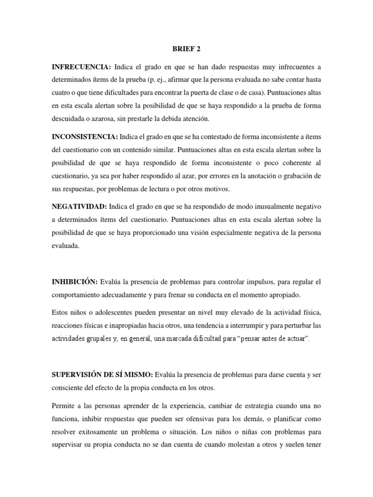 Análisis de los índices del BRIEF-2 para evaluar las funciones ...