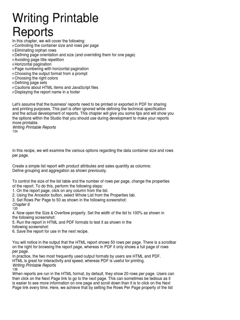 Writing Printable Reports: Getting Ready | PDF | Html | Java Script