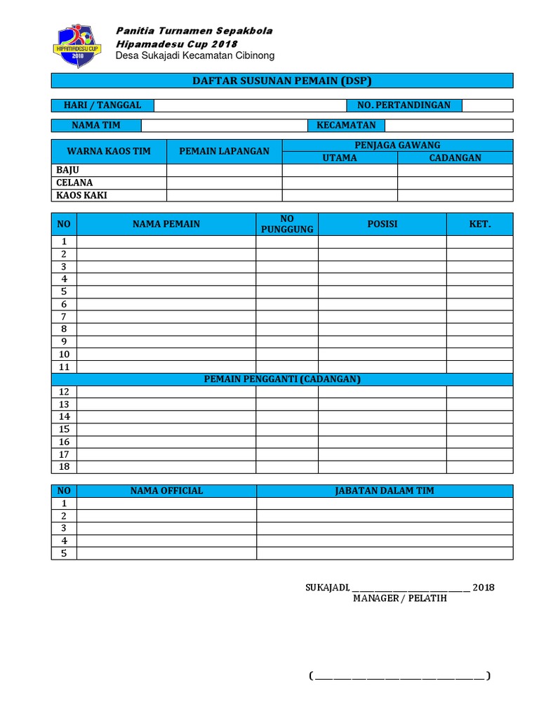 Daftar Susunan Pemain | PDF