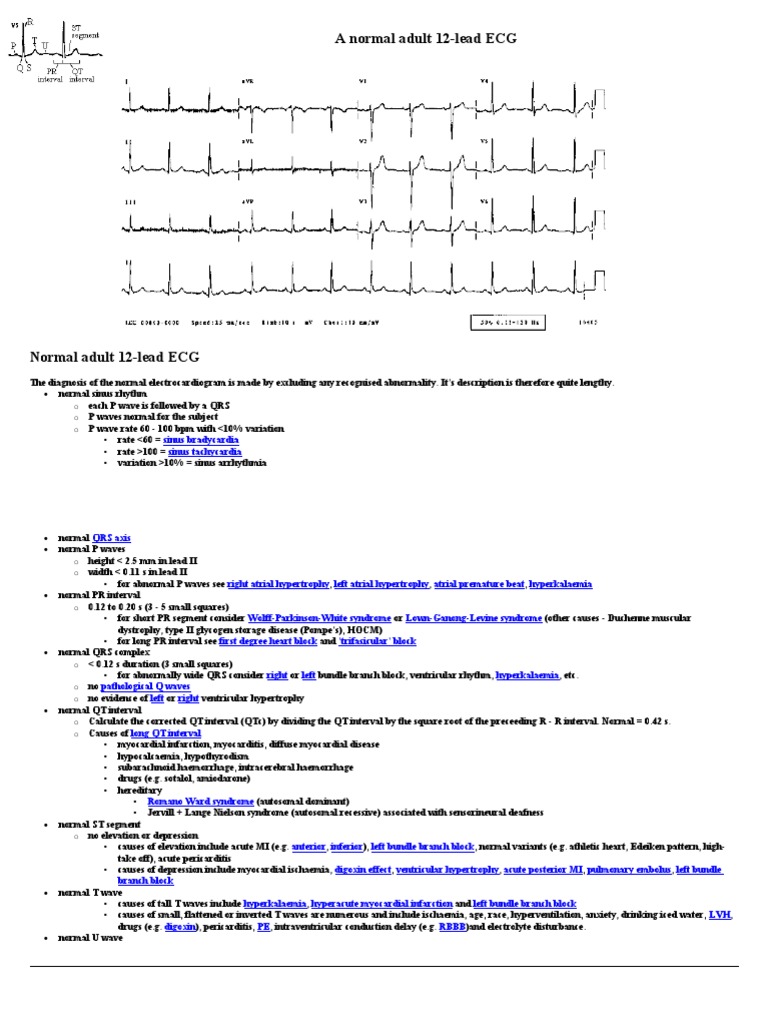 A Normal Adult 12-Lead ECG: Sinus Bradycardia Sinus Tachycardia | PDF ...