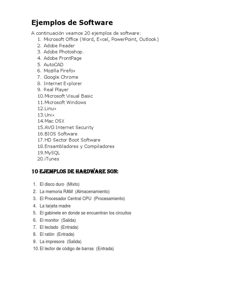 Ejemplos de Software - Docx ENRIQUE | PDF | Informática