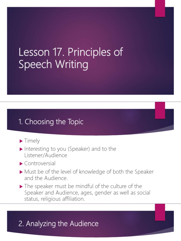 Lesson 17. Principles of Speech Writing | PDF