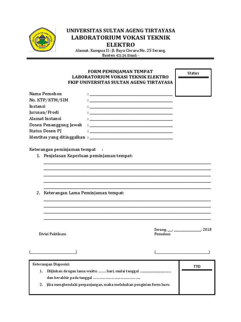 Form Peminjaman Bengkel | PDF