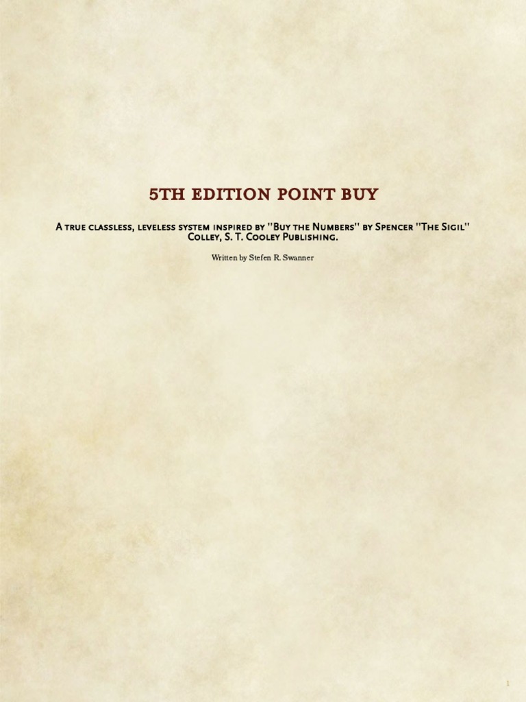 Classless RPG Point Buy System | PDF