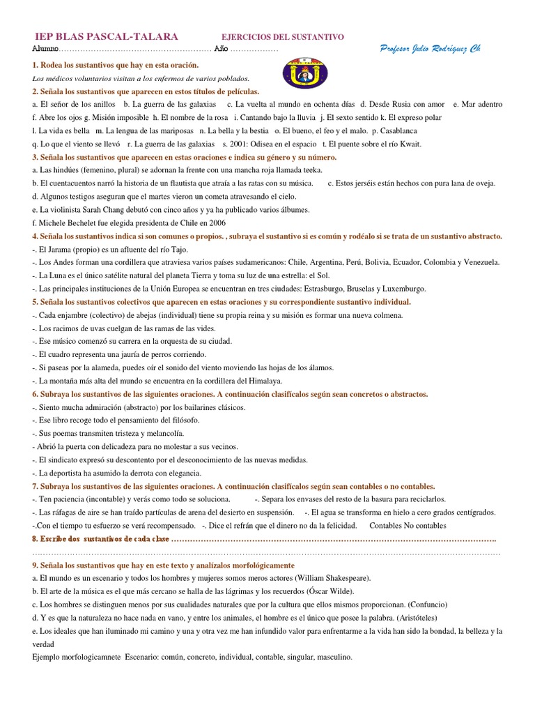 Practica Sustantivo | PDF | Sustantivo