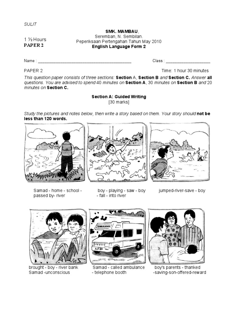 Exam Paper Peperiksaan Pertengahan Tahun English Language Form 2.PAPER ...