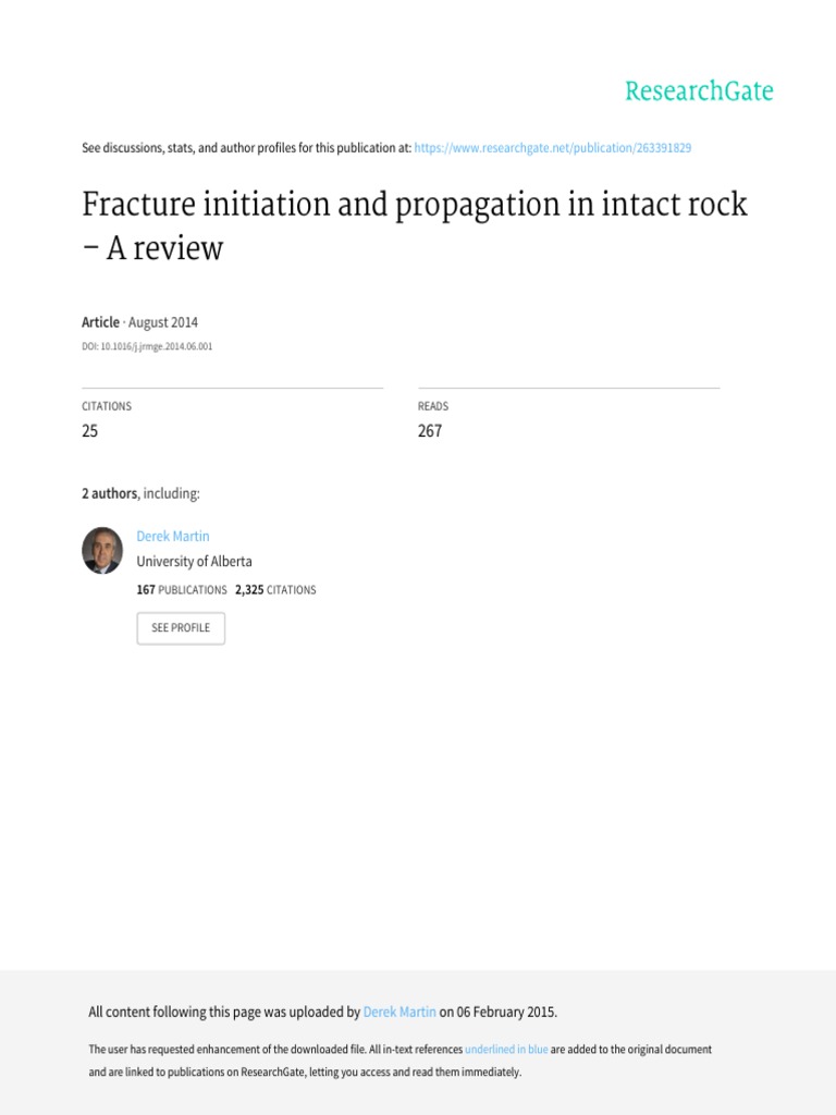 Fracture - Initiation - and - Propagation - in - Intact - Rock Traccion PDF | PDF | Fracture ...