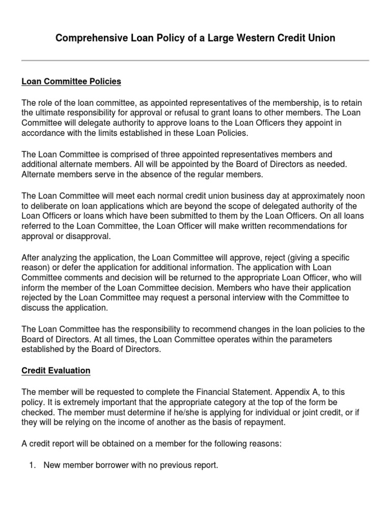 Loan Policy | Loans | Credit Card