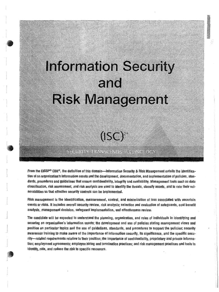 Information Security and Risk Management | PDF | Information Security ...