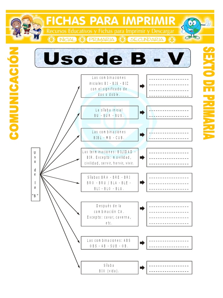 Ficha Reglas Del Uso de La B para Sexto de Primaria | PDF | Lingüística ...