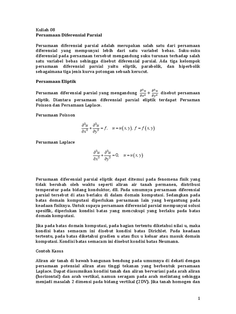 Materi Persamaan Diferensial Parsial | PDF