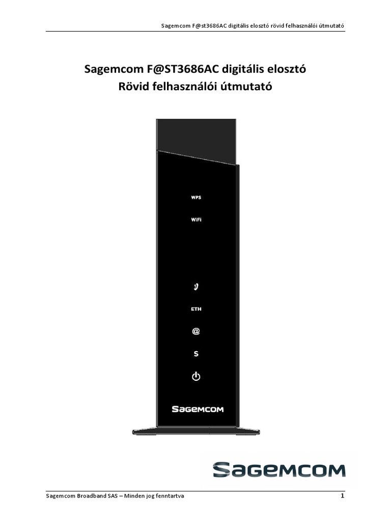 Sagemcom Fast 3686 Ac Hasznalati Utmutato | PDF