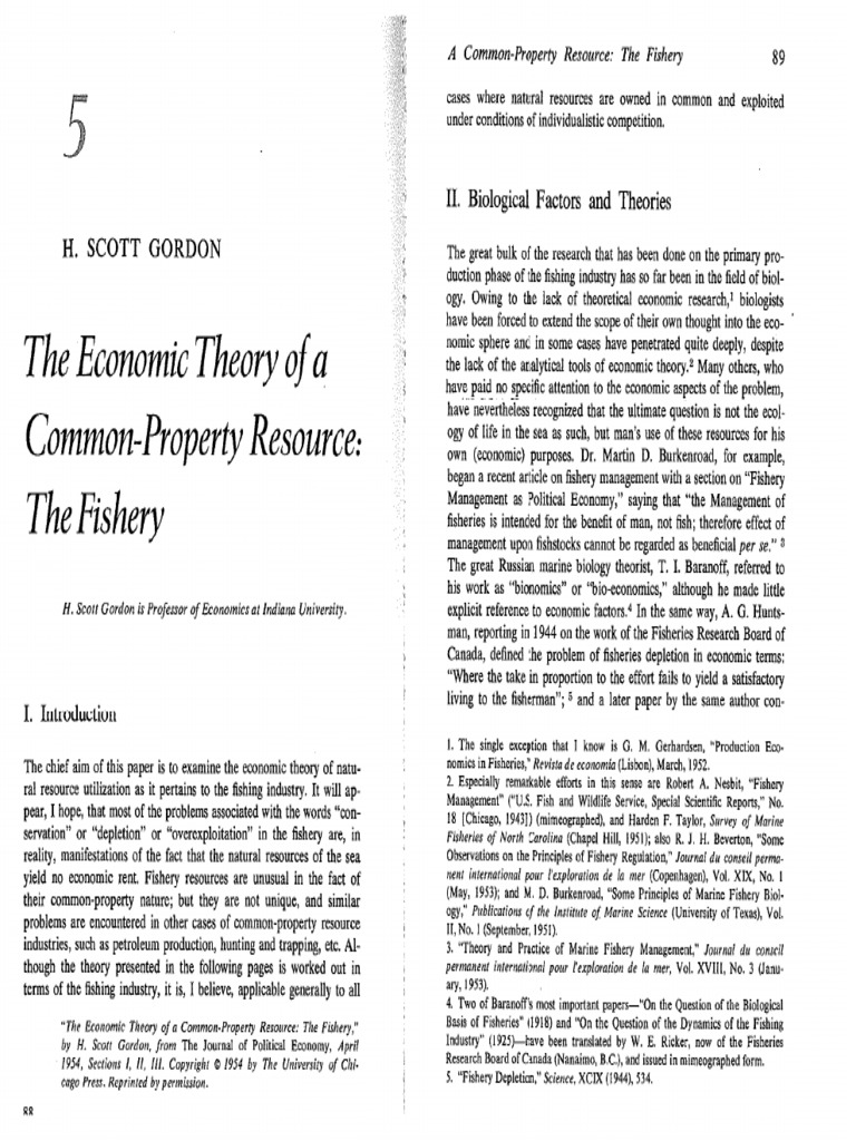 The Economic Theory of A Common-Property Resource The Fishery | PDF ...