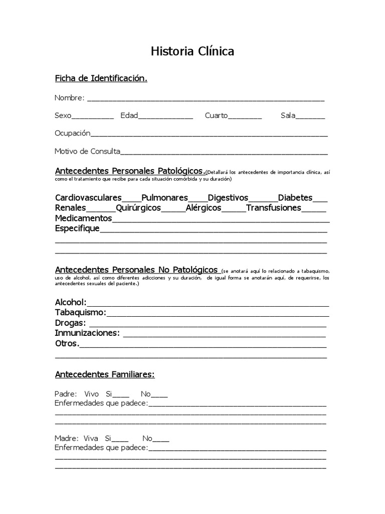 Formato de Historia Clínica | PDF | Historial médico | Epidemiología