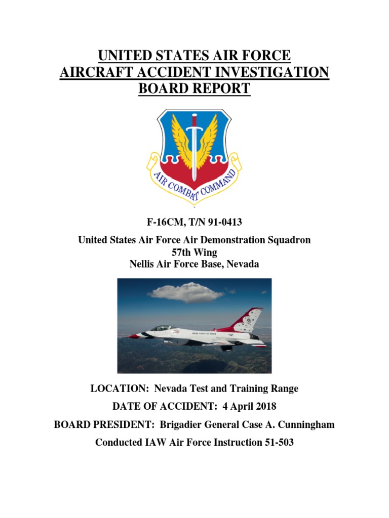 UNITED STATES AIR FORCE AIRCRAFT ACCIDENT INVESTIGATION BOARD REPORT ...