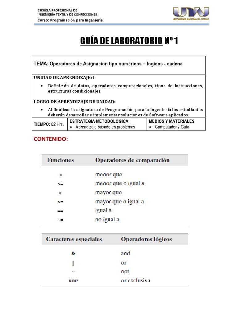 10 - Taller 01 - Operadores de Asignación Tipo Numéricos - Logicos ...