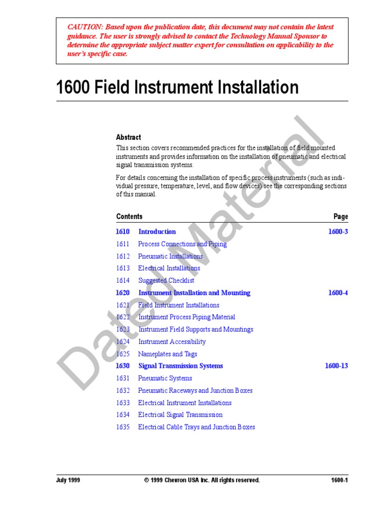 Icm-En-1600 - Field Instrument Installation | PDF | Valve | Instrumentation