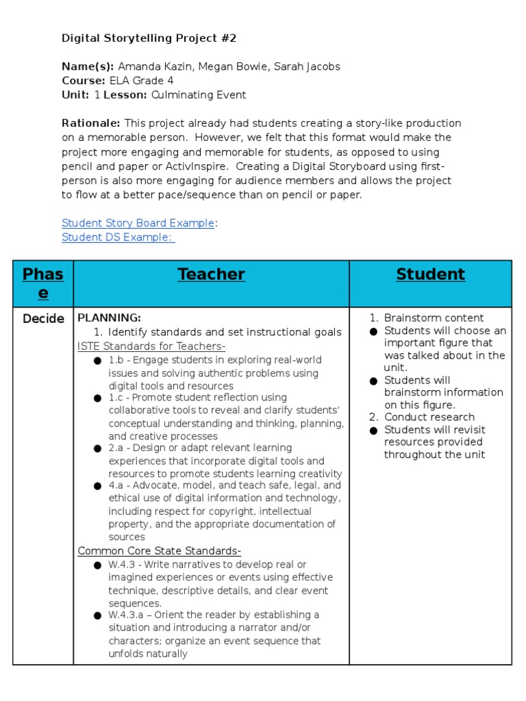 Digital Story Telling #2 - DDD-E Lesson Plan | PDF | Narration | Narrative