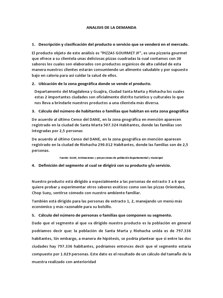Analisis de La Demanda | PDF | Demanda | Cliente
