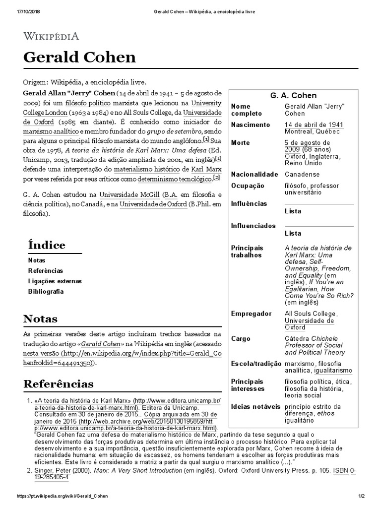 Gerald Cohen | PDF | Science | Ciência Filosófica